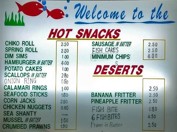 Menu at Eltham Fish & Chips Shop restaurant, Eltham