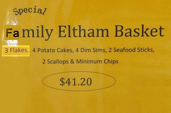 Menu at Eltham Fish & Chips Shop restaurant, Eltham