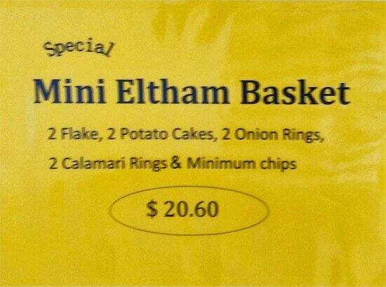 Menu at Eltham Fish & Chips Shop restaurant, Eltham