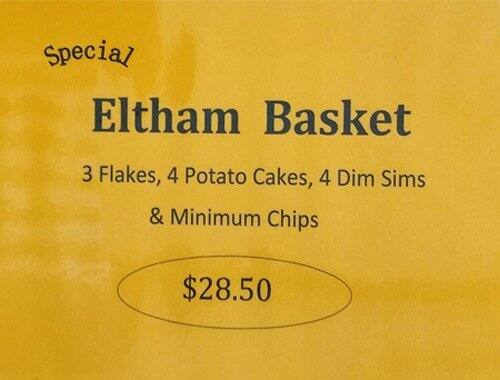 Menu at Eltham Fish & Chips Shop restaurant, Eltham