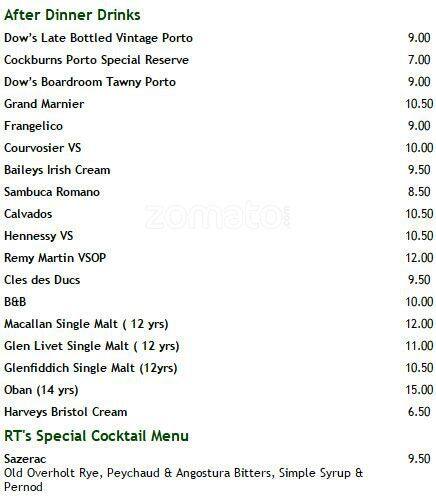 Menu at RT's Restaurant, Alexandria, Mt Vernon Ave