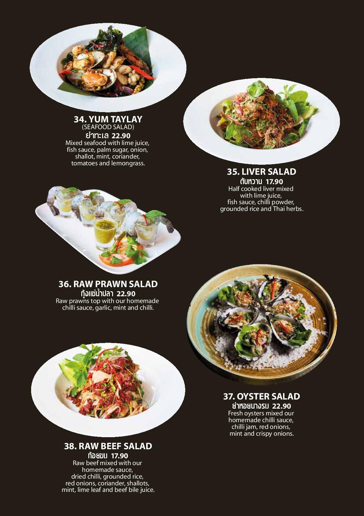 Menu at Thonglor Thai Eatery restaurant, Sydney