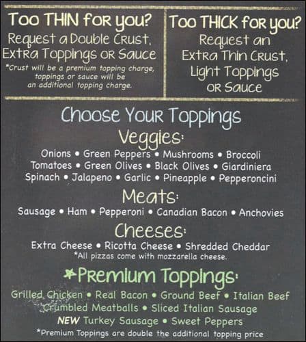 Menu at Beggars Pizza pizzeria, Orland Park, W 143rd St