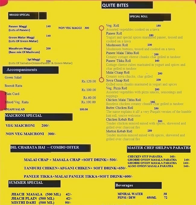 Menu at Nazeer foods, Noida, C 11 sector 18