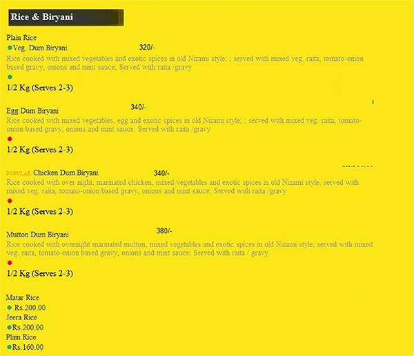 Menu at Nazeer foods, Noida, C 11 sector 18
