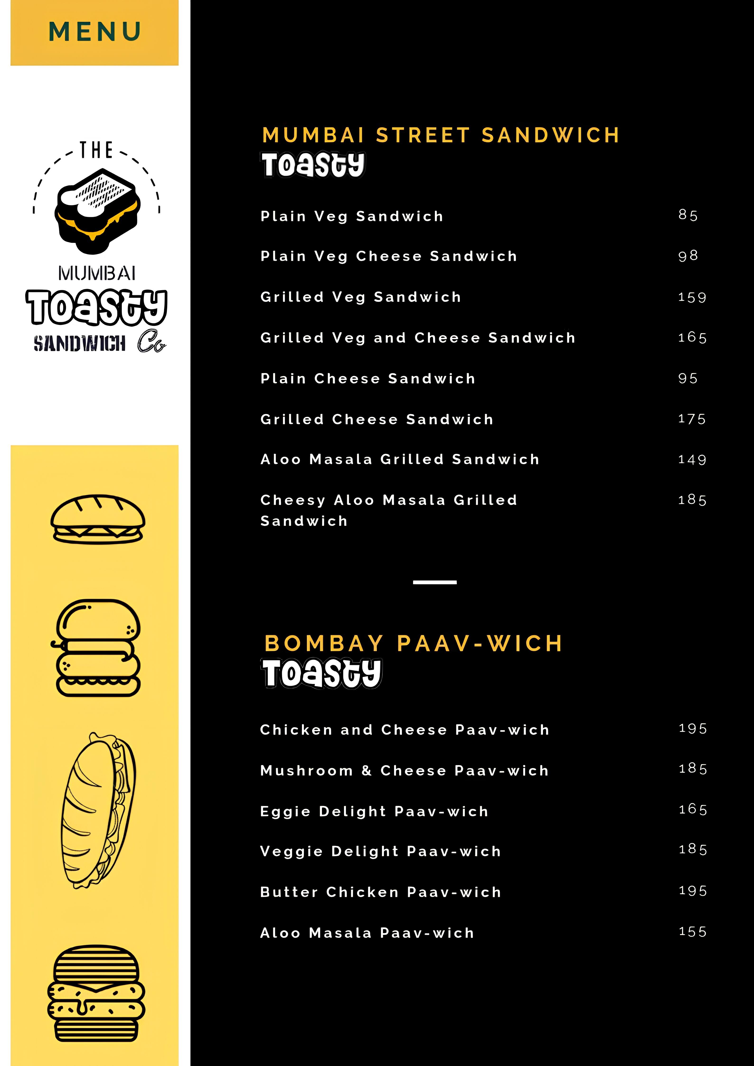 Menu of Mumbai Toasties, Ameerpet, Hyderabad