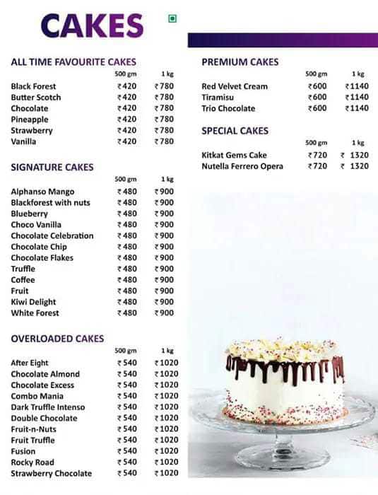 Menu of The Chocolate Hub, Sector 49, Noida
