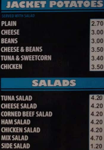 Menu at Lions Den cafe, London, 197 Rotherhithe New Rd