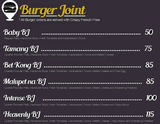 Burger Joint Menu, Menu for Burger Joint, Santa Ana, Manila - Zomato ...