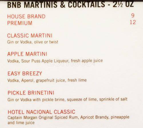 Menu at BNB pub & bar, Toronto