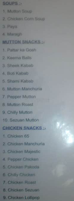 Menu at Gemini Restaurant, Hyderabad, 3 Kachi Guda Station Road