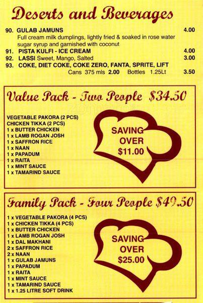 Menu at Red Chillies restaurant, Bayswater, 1/40 Station Street