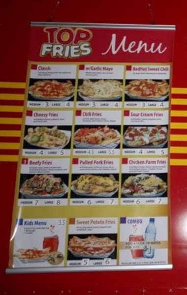 Menu at Top Fries, Hollywood