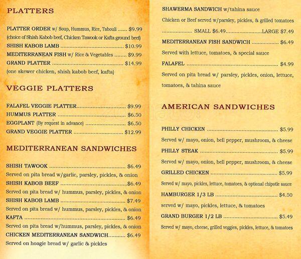 Menu at Grand Cafe, Richardson, N Plano Rd
