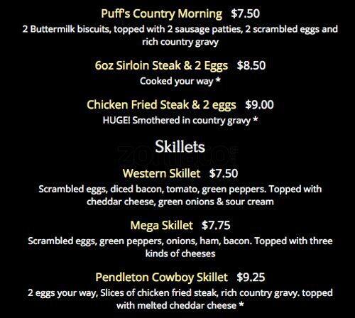 Menu at Wichita Puff's Pub, Gresham