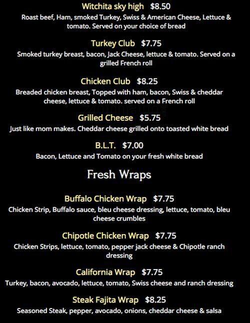 Menu at Wichita Puff's Pub, Gresham