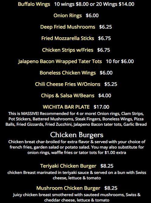 Menu at Wichita Puff's Pub, Gresham