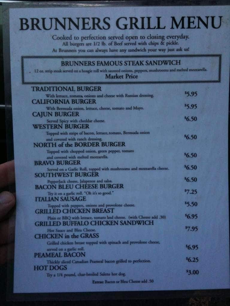 Menu at Brunner's Tavern pub & bar, Buffalo