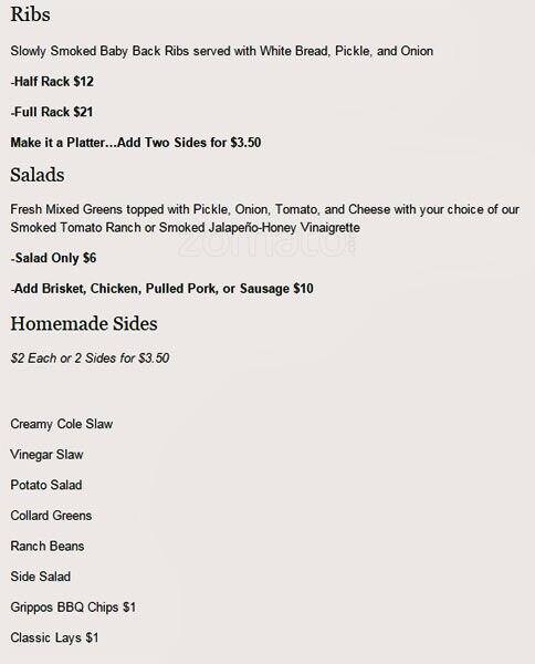 Menu at Blue Door Smokehouse restaurant, Lexington