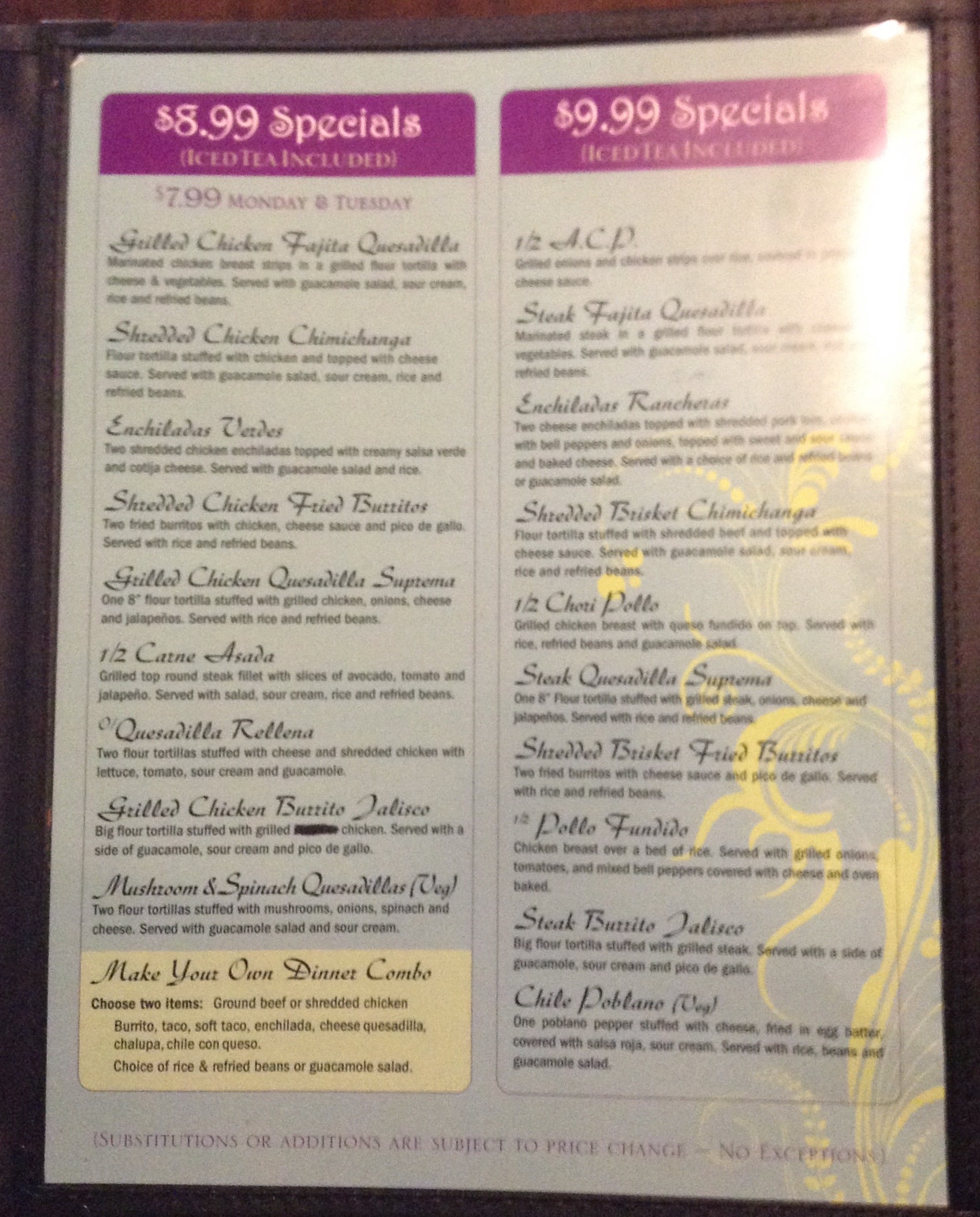 Menu at Monte De Rey Mexican Restaurant, Winston-Salem, Old Country Club Rd