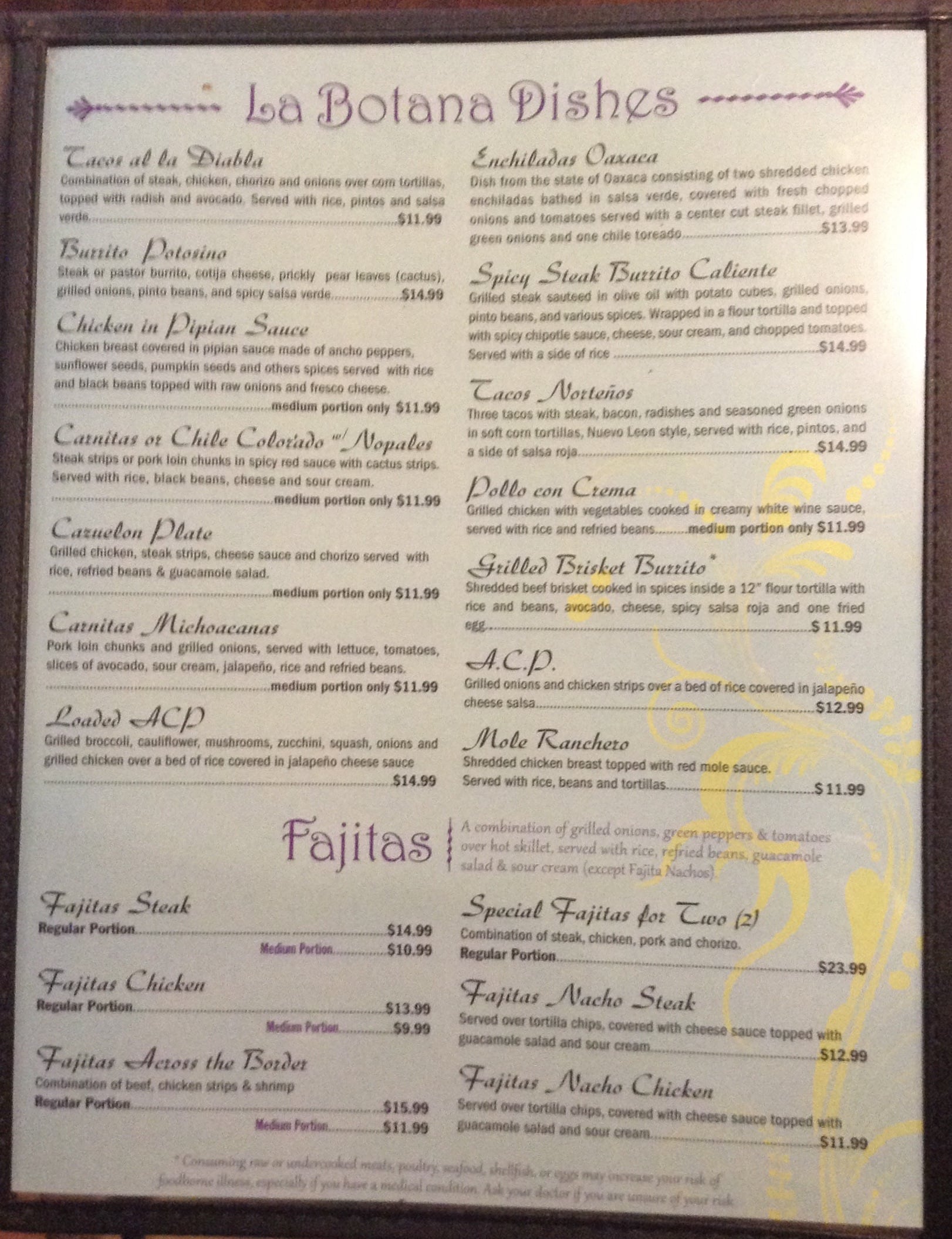 Menu at Monte De Rey Mexican Restaurant, Winston-Salem, Old Country Club Rd