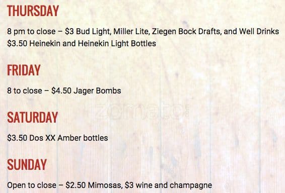 Menu at Buffalo Billiards pub & bar, Austin, 201 E 6th St