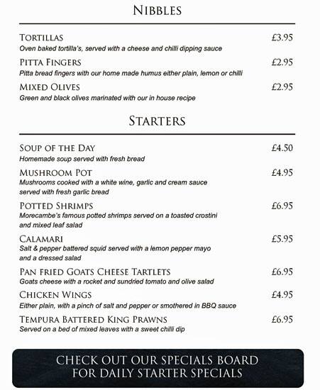 Menu at The Palatine pub & bar, Morecambe, 1 The Crescent