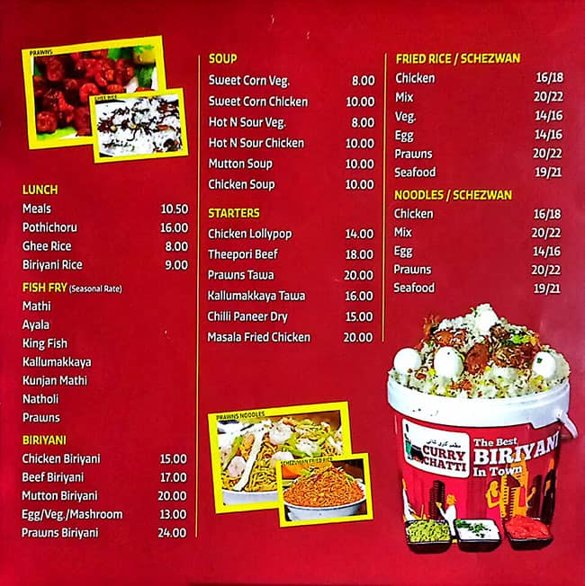Menu of Curry Chatti Restaurant, Al Bustan, Ajman