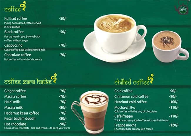 Menu at Taprii The Chakafe, Raipur, Sector 1