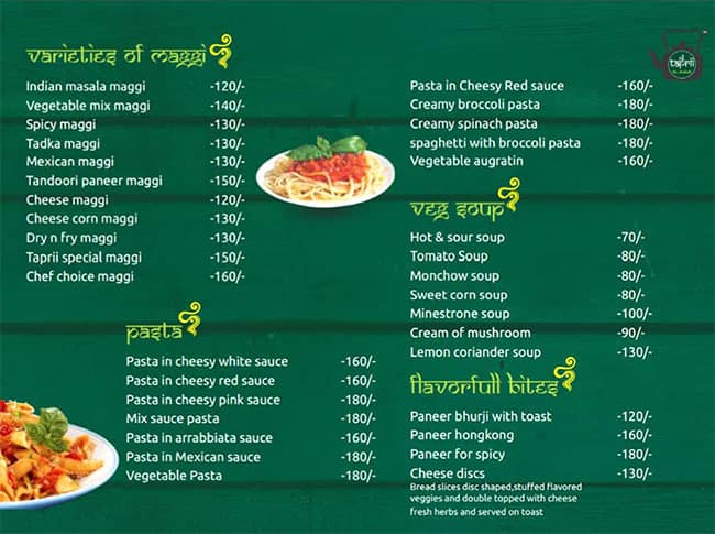 Menu at Taprii The Chakafe, Raipur, Sector 1