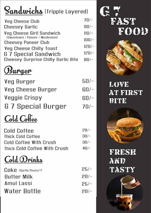 Menu of G7 Fast Food, Dhankawadi, Pune