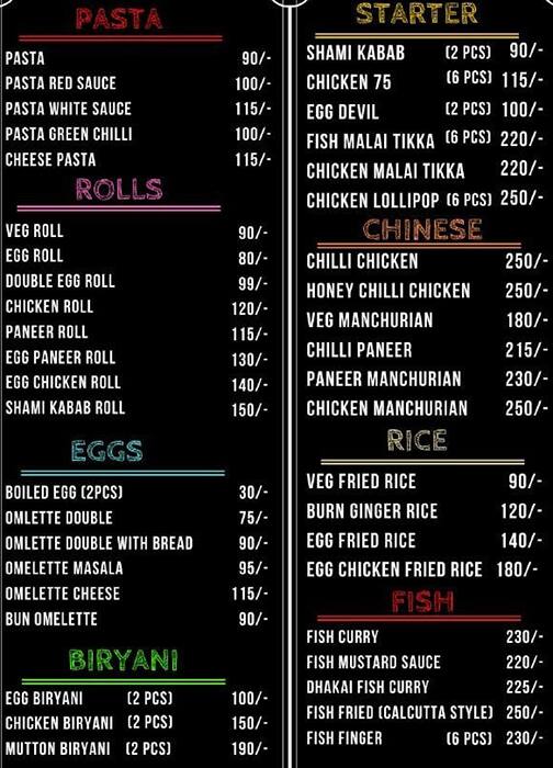 Menu of Extraclass Café & Restaurant, Civil Lines, Allahabad