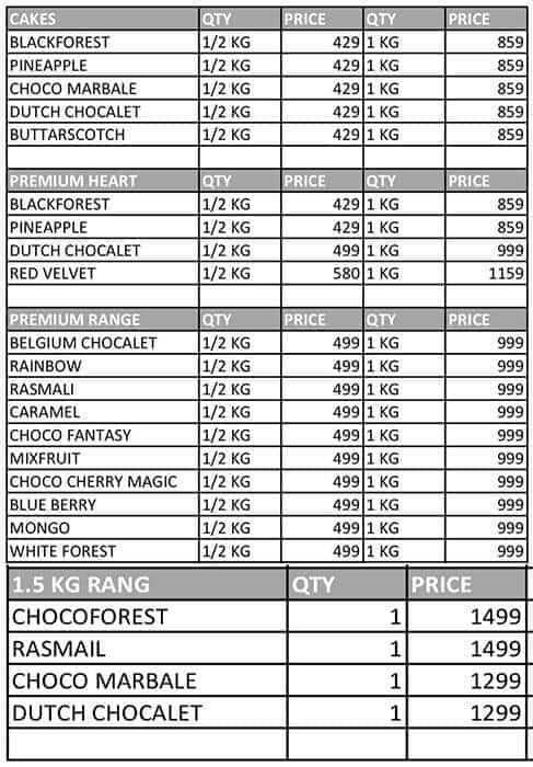Menu of Cake Ghar, Hadapsar, Pune