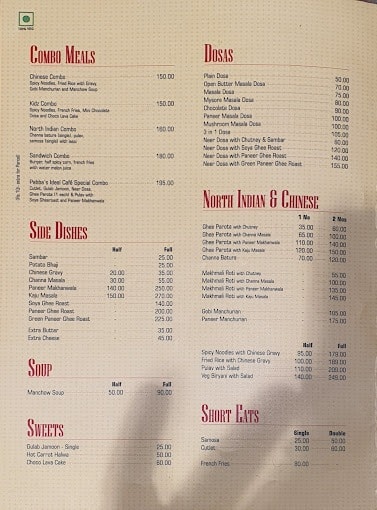 Menu at Pabbas Ideal Cafe Bharat Mall, Mangaluru