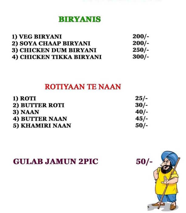 Menu of Jeet Da Amritsari Dhaba, Chandan Nagar, Pune
