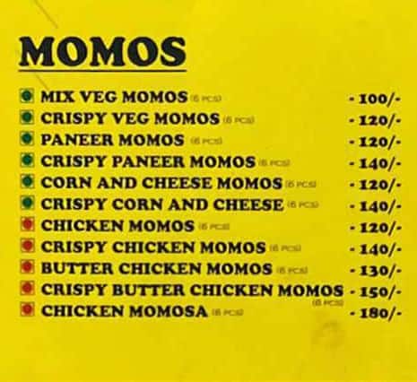 Menu of Momos Station, Kothapet, Hyderabad