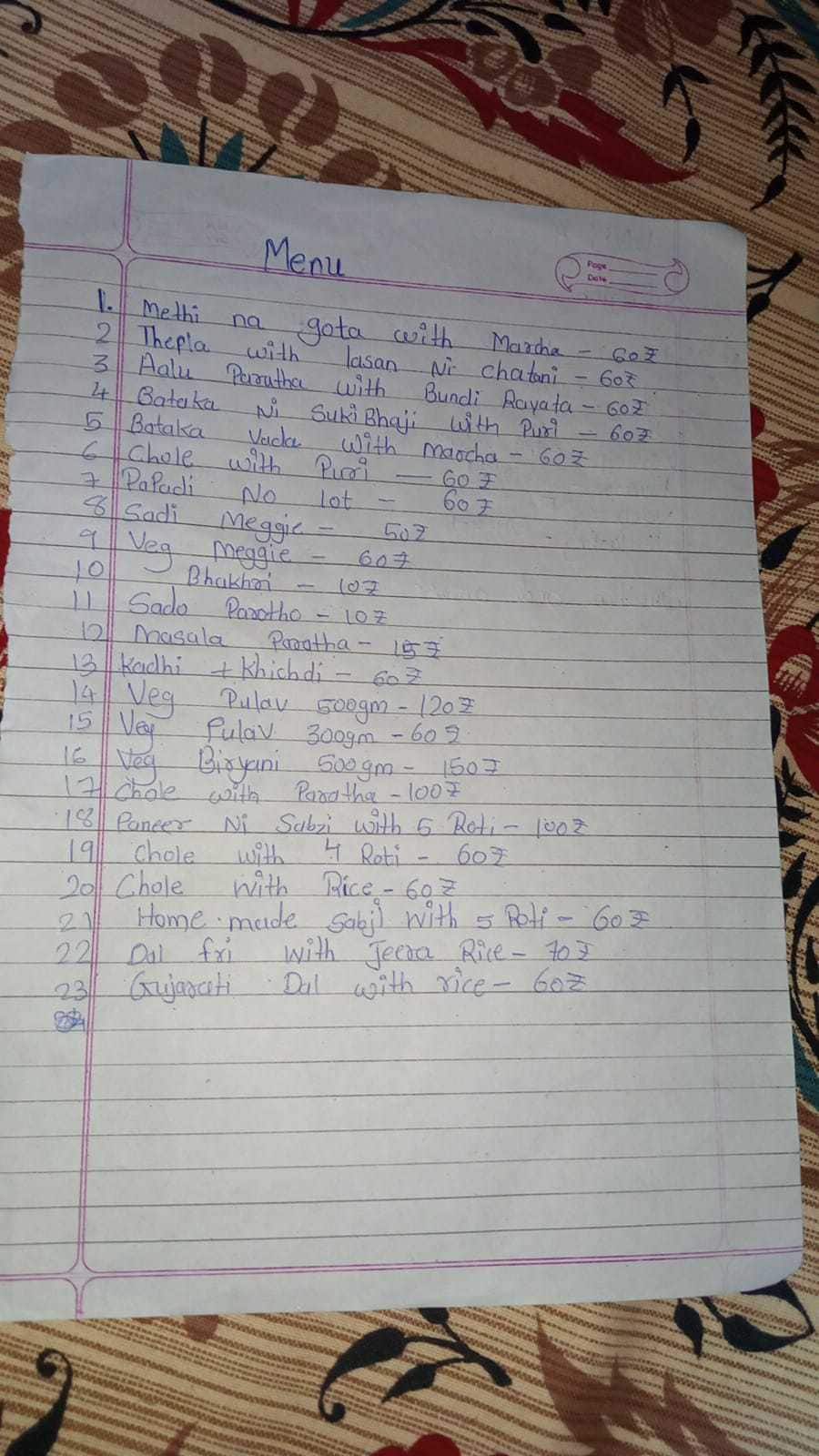 Menu of Anju's Kitchen, Suryanagar, Vadodara