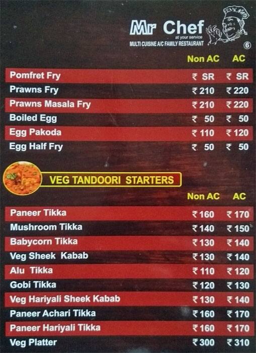 Menu at Mr. Chef, Bengaluru, 1st Block