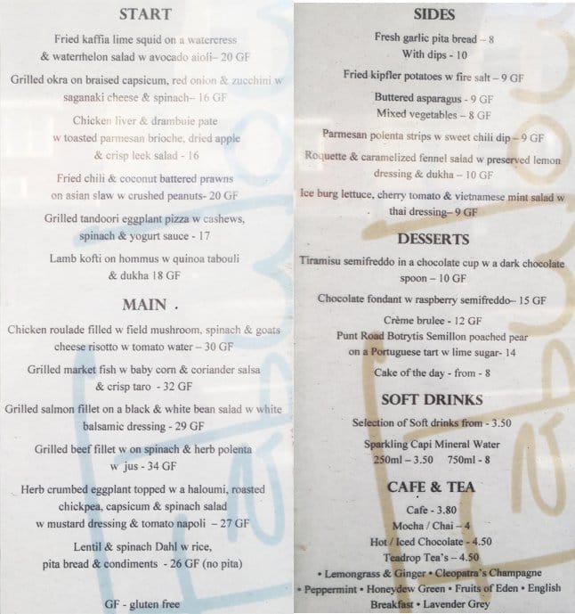 Menu at Fabulous Fine Food restaurant, McKinnon