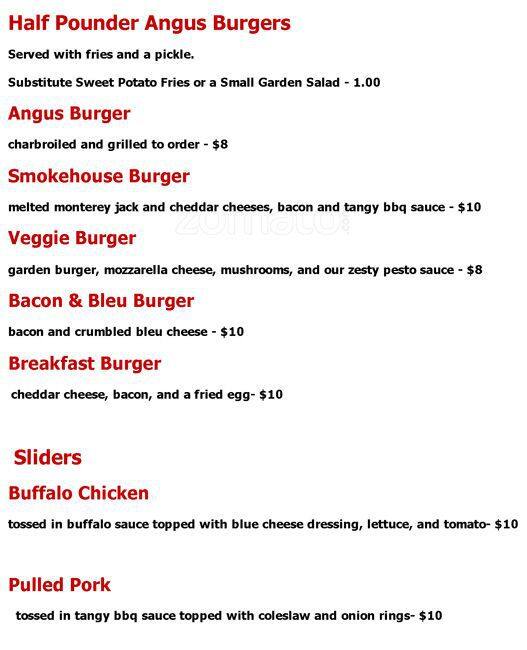 Menu at The Red Hat pub & bar, Boston