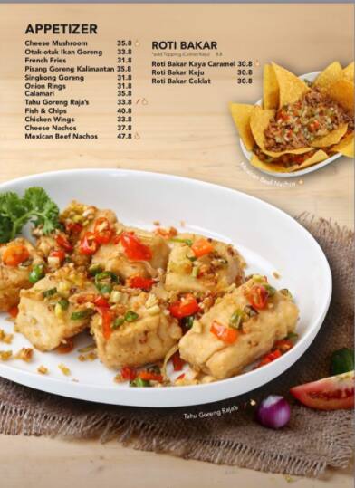 Menu at Raja's Coffee cafe, Jakarta