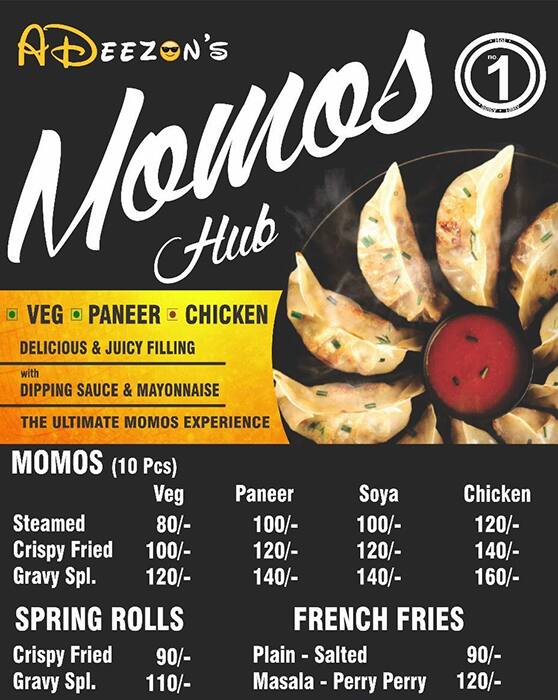 Menu at Adeezon's Momos Hub, New Delhi
