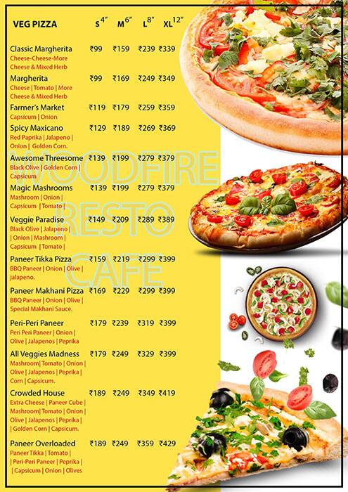 Menu of Woodfire Resto Cafe, Alibag Beach, Alibag