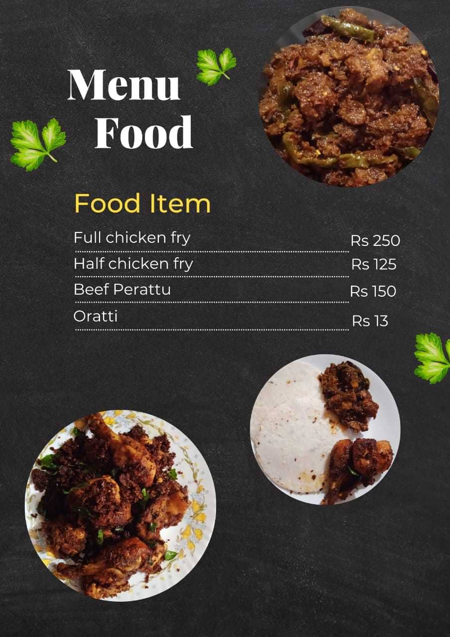 Menu of Soja Cloud Kitchen, Kulathoor, Trivandrum