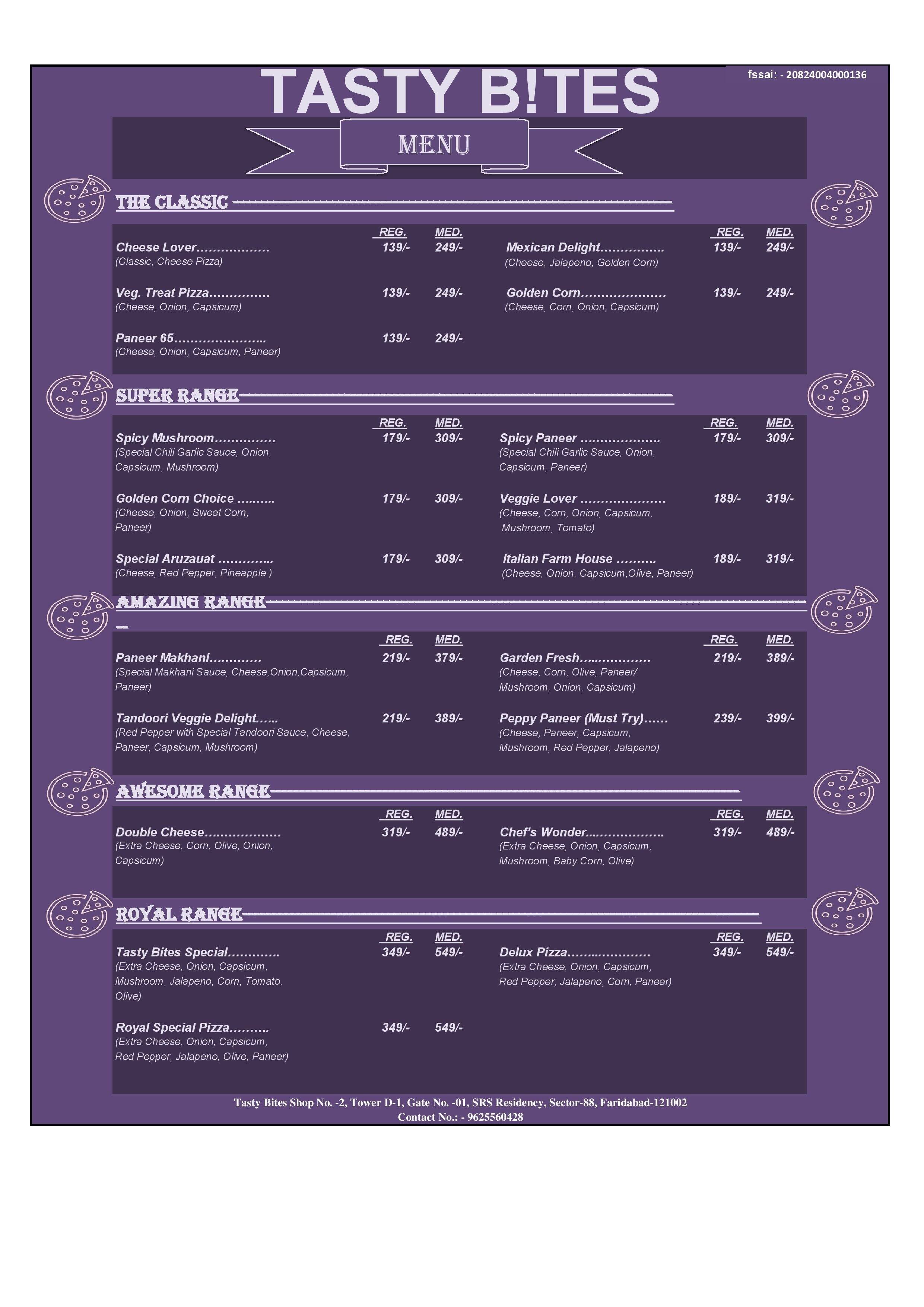 Menu of Tasty Bites, Sector 81, Faridabad