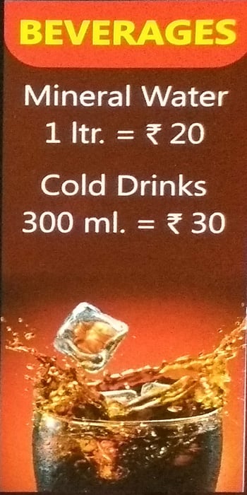 Menu at Mini Hut, Kolkata, 8/12