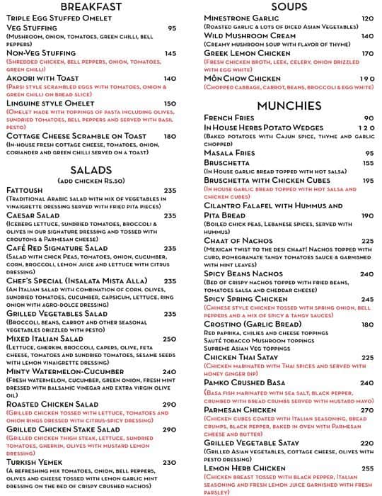 Cafe Red Menu, Menu for Cafe Red, Shahpur Jat, New Delhi - Zomato