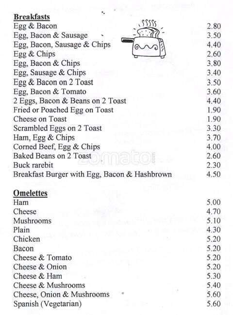 Menu at Florence Cafe, London