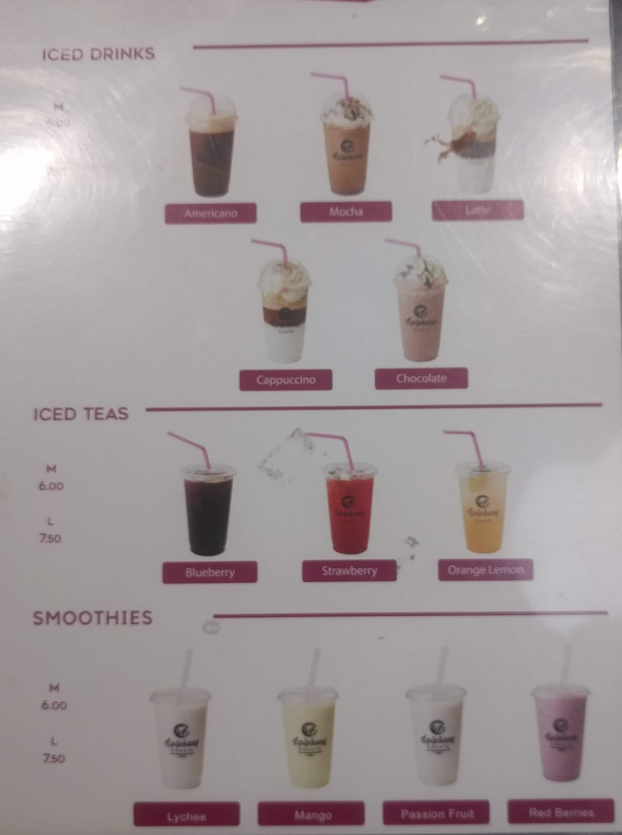 Menu at Epiphany Cafe, Hamilton, Shop 13 Casabella Lane 307 Barton St