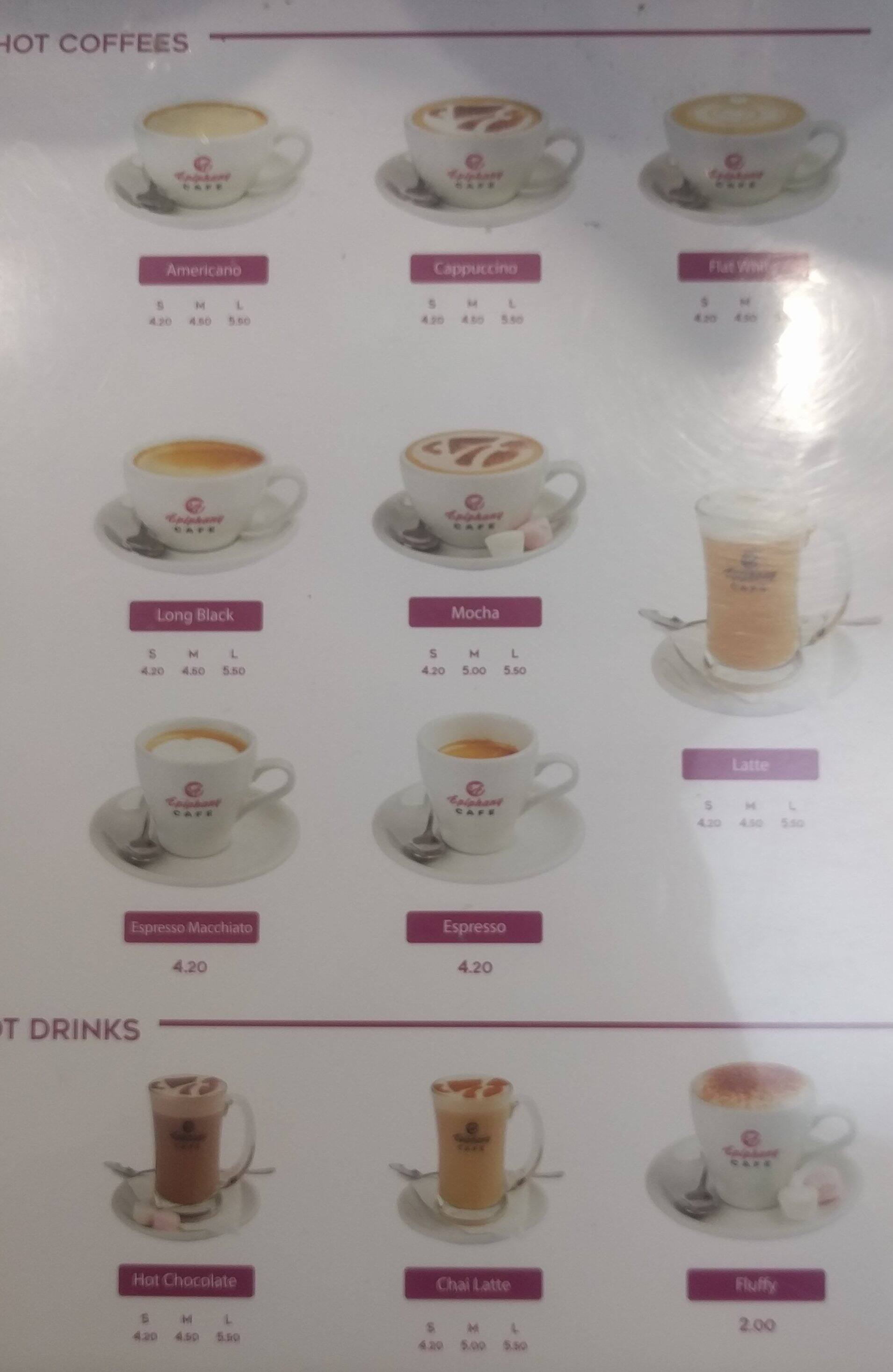 Menu at Epiphany Cafe, Hamilton, Shop 13 Casabella Lane 307 Barton St